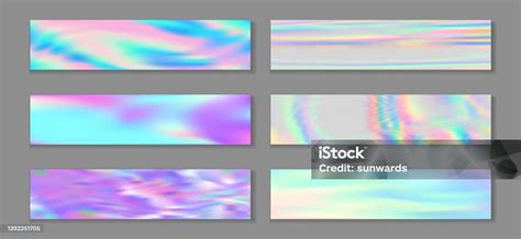 홀로그램 세련된 전단지 수평 유체 그라데이션 공주 배경 벡터 컬렉션입니다 0명에 대한 스톡 벡터 아트 및 기타 이미지 0명 노랑 무지갯빛 다양한 색상 Istock