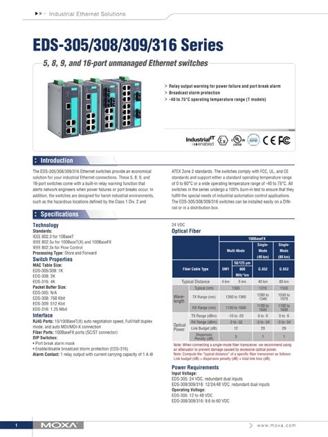 MOXA EDS SS SC Port Unmanaged Ethernet Switches IT Specialist
