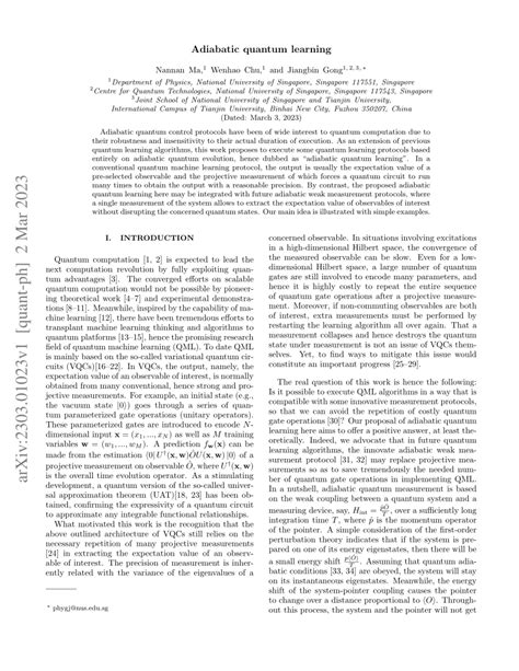 PDF Adiabatic Quantum Learning