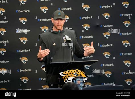 Jacksonville Jaguars Head Coach Liam Coen Speaks At A News Conference