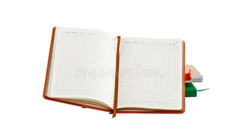 composition with stack of notepads isolated on white opened blank
