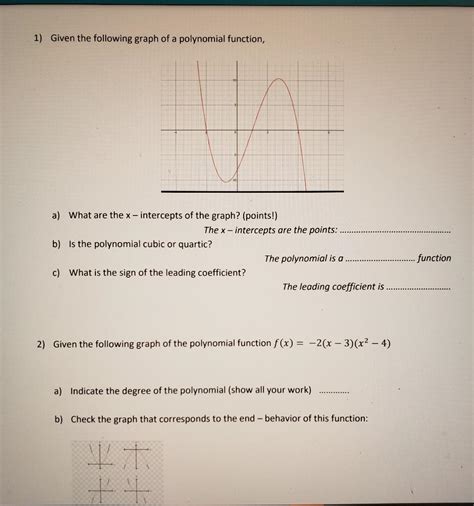 Solved 1 Given The Following Graph Of A Polynomial Chegg Com