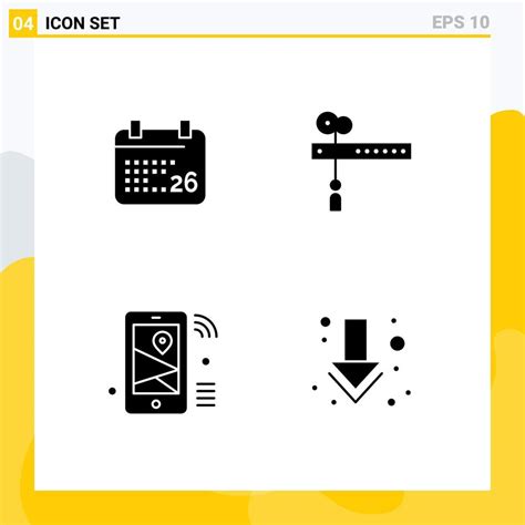 Pack Of 4 Creative Solid Glyphs Of Indian Iot Jan Festival Share