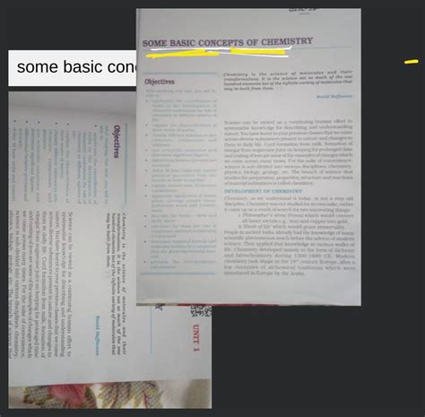 Unit 1some Basic Concepts Of Chemistrychemistry Is The Science Of Molec