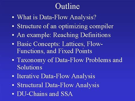 Dataflow Analysis Chapter 8 Outline What Is Dataflow
