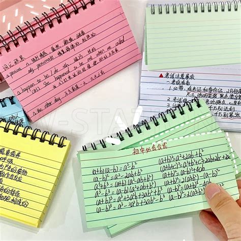 50PCS Index Cards Ruled Flash Cards Double Covers Record Revision Note Paper With Spiral 5x3