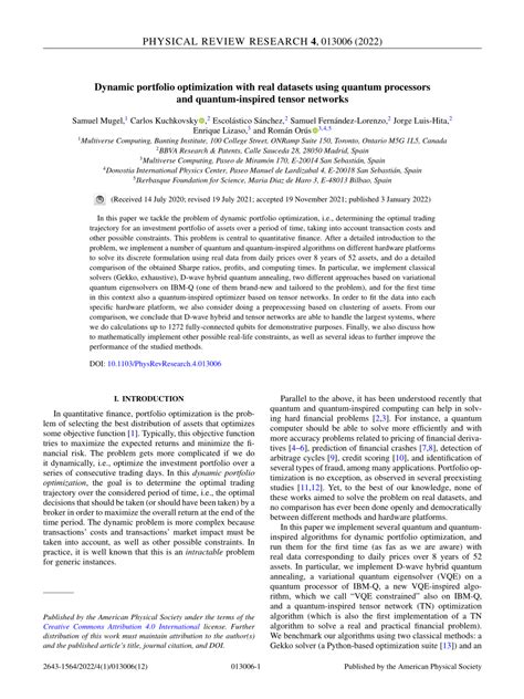 Pdf Dynamic Portfolio Optimization With Real Datasets Using Quantum