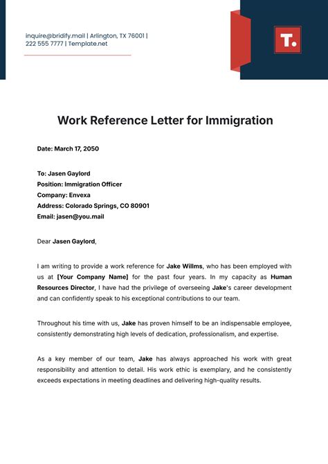 Employee Verification Letter For Immigration Templates At