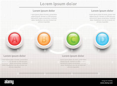 four colorful topics 3d circles in sequence step for website