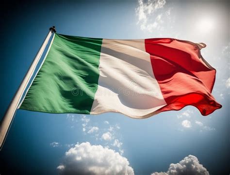 Italy Flag On Sunny Sky Neural Network Generate Art Stock Illustration