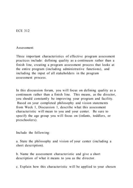 Ece 312assessmentthree Important Characteristics Of Docx
