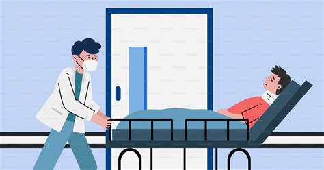 흰 실험복을 입은 남자가 병원 침대에 누워 있는 남자를 밀고 있다 벡터 Unsplash의 의사 이미지