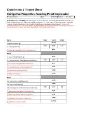 Freezing Point Lab Report Experiment Report Sheet Colligative Properties Freezing Point