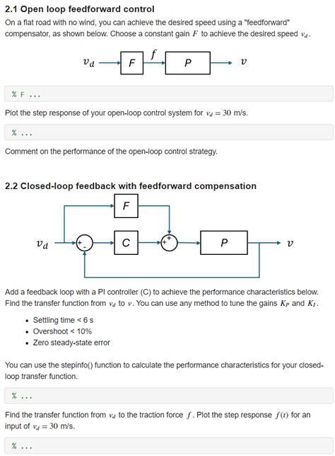 Solved 21 ﻿open Loop Feedforward Controlon A Flat Road With