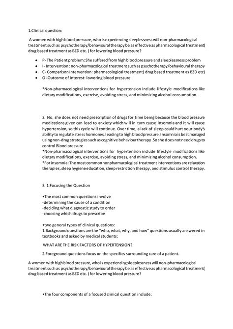 Clinical Question Pico Question And Answer Pdf