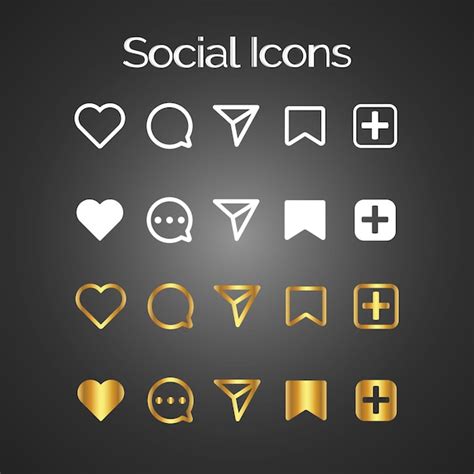 Premium Vector Social Icons White And Golden Theme Set Of Generic