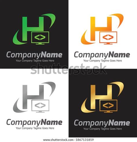Programming Code Computer Monitor Logo Template Stock Vector Royalty