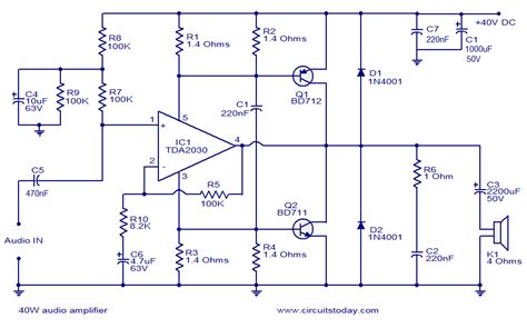 40 Watts Amplifier Circuit Diagram