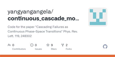GitHub Yangyangangela Continuous Cascade Model Code For The Paper Cascading Failures As