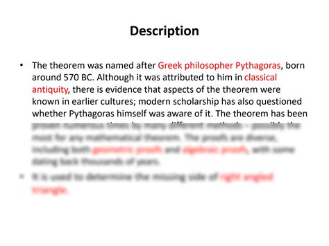Solution Basic Description Of Pythagorus Theorem For Beginners Studypool