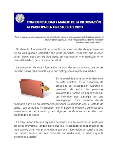 Confidencialidad Y Manejo De La Informacion Pdf Consentimiento