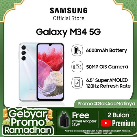 Jual Samsung Galaxy M34 5G 8/128GB - Silver | Shopee Indonesia