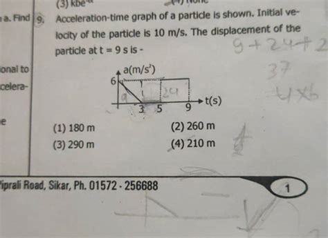 Find 9 Acceleration Time Graph Of A Particle Is Shown Initial Velocity