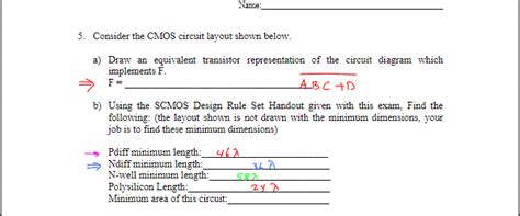 Name 5 Consider The Cmos Circuit Layout Shown Below
