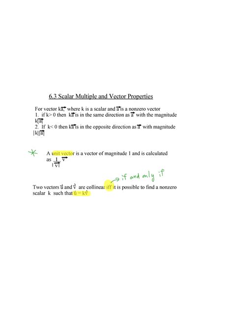 Mult Of Vector By Scalar Properties Scalar Multiple And Vector Properties Studocu