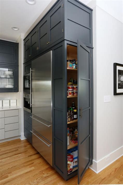 Stylish Gray Kitchen Cabinets With Stainless Steel Appliances Open