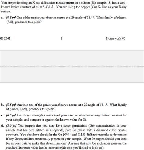 You Are Performing An X Ray Diffraction Measurement On A Silicon Si Sam