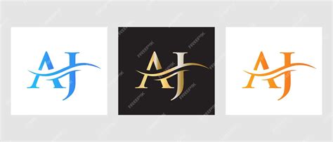 초기 모노그램 문자 Aj 로고 디자인 Aj 로고 타입 템플릿 프리미엄 벡터
