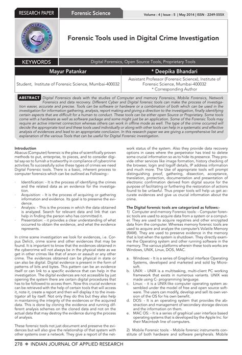 Pdf Forensic Tools Used In Digital Crime Investigation Forensic Science