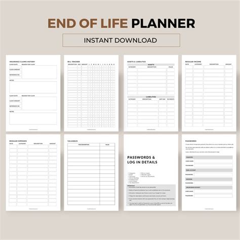 End Of Life Planner Binder Estate Planning Organizer Funeral