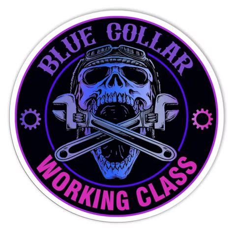 Blue Collar Working Class Sticker Hard Hat Skull Sticker Phone Decal