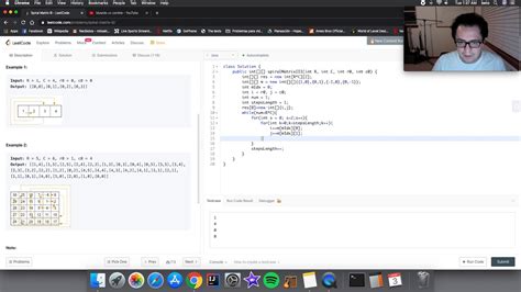885 spiral matrix iii youtube