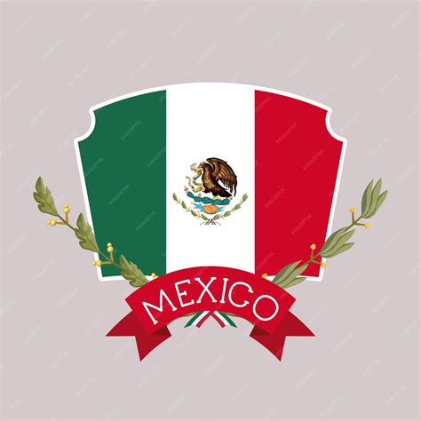 Premium Vector Mexico Insignia Flag With Ribbon In Colorful Silhouette