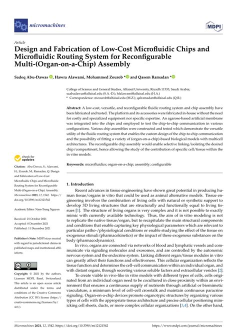 Pdf Design And Fabrication Of Low Cost Microfluidic Chips And