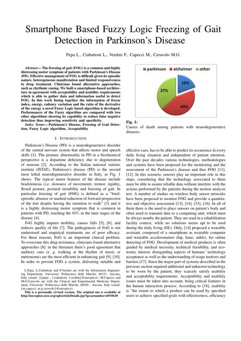 Pdf Smartphone Based Fuzzy Logic Freezing Of Gait Detection In Parkinsons Disease