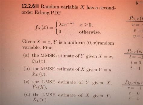 Solved Y 1226 Random Variable X Has A Second Order Erlang