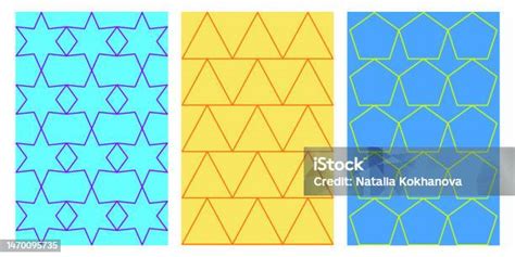 별 삼각형 및 다각형 윤곽선의 기하학적 패턴이 있는 세 개의 템플릿 0명에 대한 스톡 벡터 아트 및 기타 이미지 0명 개체 그룹 그래픽 프린트 Istock