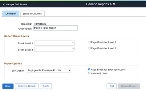 Setting Up Generic Reports Parameters