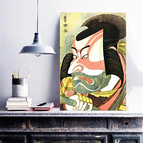 Pine Stretched Framed 1 Panel Hokusai The Actor Ichikawa Ebizo Japan Love Print And Free