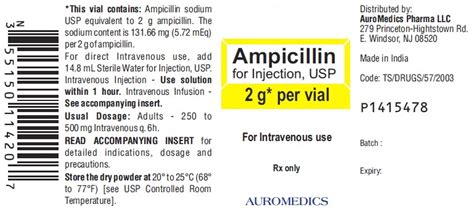 Dailymed Ampicillin Ampicillin Sodium Injection Powder For Solution