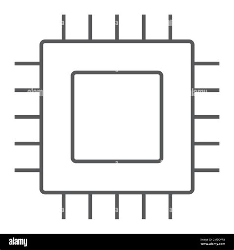 Microchip Core Thin Line Icon Electronic And Digital Cpu Sign Vector Graphics A Linear