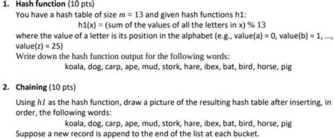Solved Hash Function Pts You Have A Hash Table Of Chegg Com