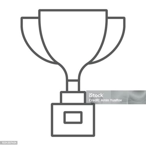 수상 컵 얇은 선 아이콘 승리와 상금 트로피 컵 서명 벡터 그래픽 흰색 배경 Eps 10에 선형 패턴 1위에 대한 스톡 벡터 아트 및 기타 이미지 Istock