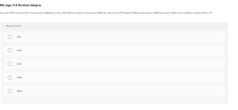 Solved Mc Algo 11 3 Portfolio Weights You Own 435 Shares Of