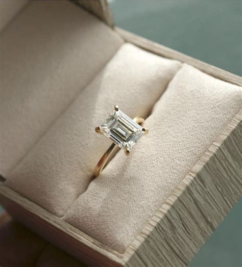 The Adeline Emerald Cut Moissanite Solitaire Engagement Ring