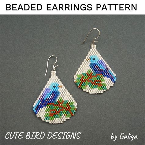 Blue Bird Pattern Bead Earrings Diy Beaded Jewelry Patterns Birds